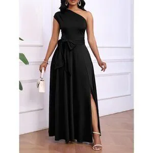 Dresses | Womens One Shoulder Belted Maxi Dress Long Formal Wedding ...